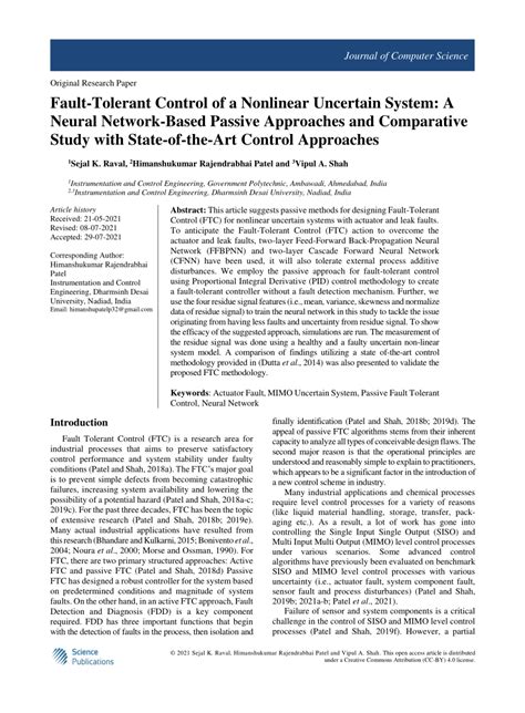 pdf fault tolerant control of a nonlinear uncertain system a neural network based passive