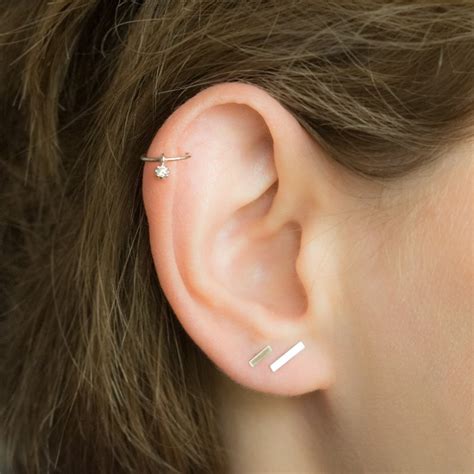 CZ Helix Piercing Tiny Helix Earring Hoop Helix Dangling Etsy