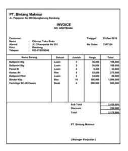 7 Contoh Invoice Faktur Tagihan Yang Sederhana Beserta Formatnya