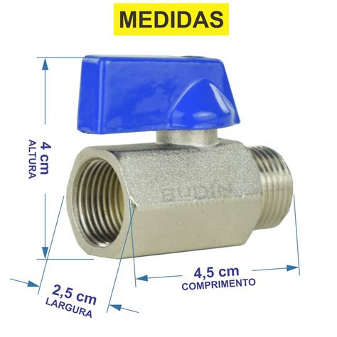 Registro Válvula Esfera Mini 1 2 Macho X 1 2 Fêmea 5 unidades