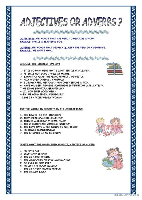 ADJECTIVES OR ADVERBS Français FLE fiches pedagogiques pdf doc