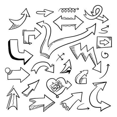 Conjunto De Flechas Dibujadas A Mano Doodle Ilustraci N Vectorial