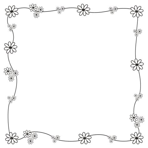 Bordure De Fleurs En Noir Et Blanc Dessinées à La Main PNG Dessiné à