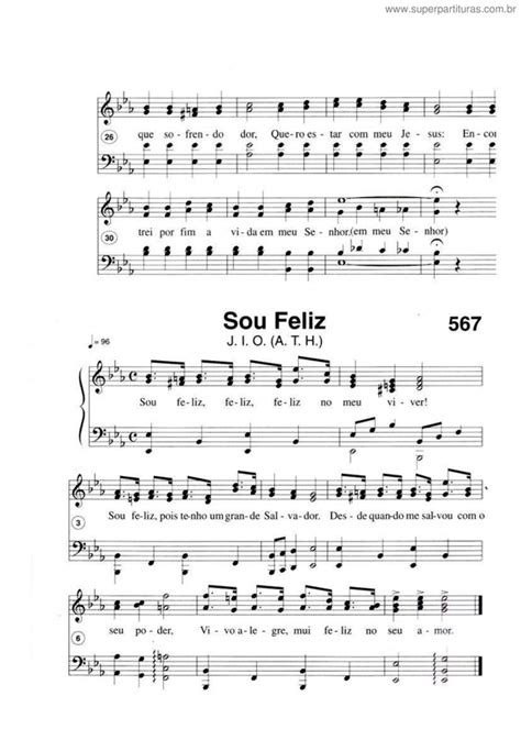 Super Partituras Sou Feliz v 4 Harpa Cristã