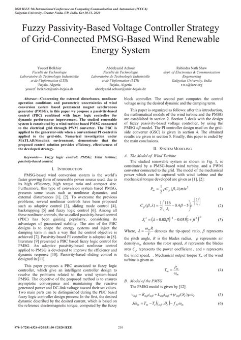 pdf fuzzy passivity based voltage controller strategy of grid connected pmsg based wind