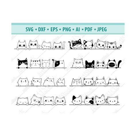 Cat SVG Black Cat Svg Peeking Cat Clipart Peeping Cat SVG Inspire