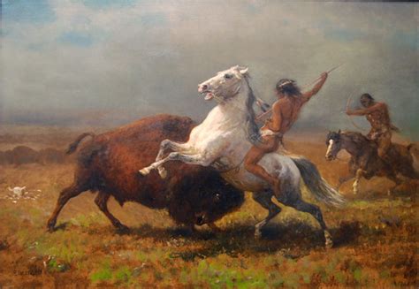 Indians Hunting Buffalo Circa 1888 Albert Bierstadt Arti Flickr