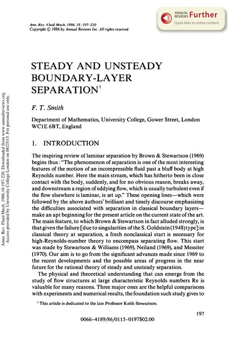 pdf steady and unsteady boundary layer separation