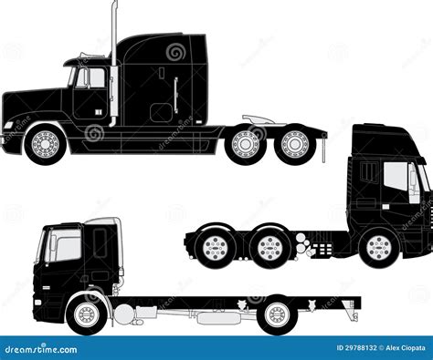 Set Icons Trucks Semi Trailer Vector Illustration CartoonDealer