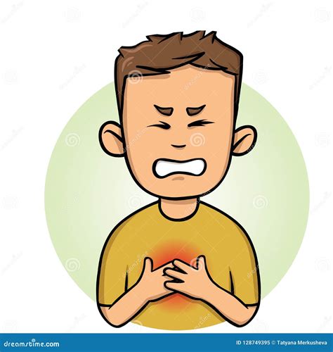 Dolor De Pecho De La Sensación Del Hombre Joven Ataque De La Angina Y