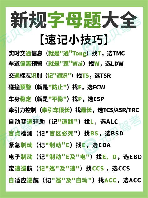 驾考新规科目一英文缩写题超全整理速速收藏