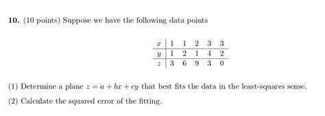 solved 10 10 points suppose we have the following data