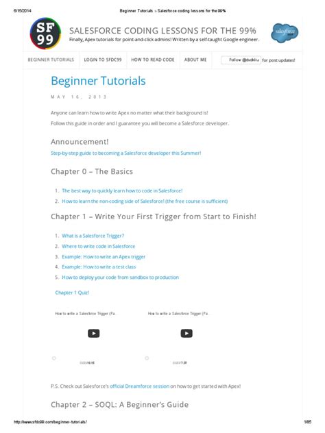 Beginner Tutorials Salesforce Coding Lessons For The 99 Pdf Salesforcecom Object