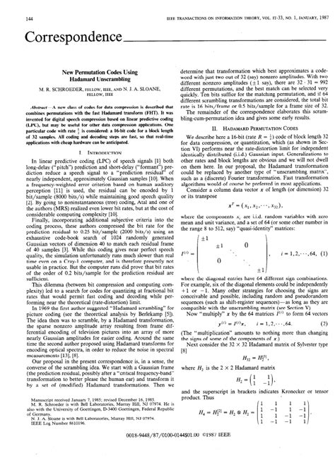 pdf new permutation codes using hadamard unscrambling corresp