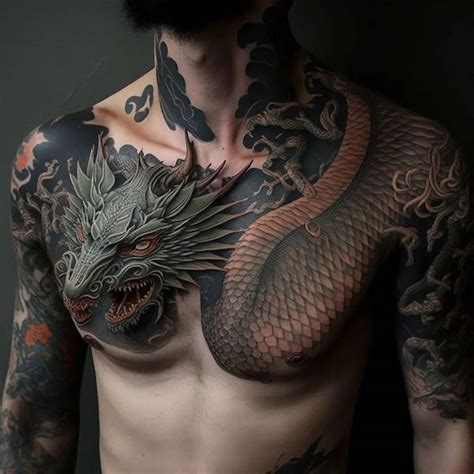 Japanese Dragon Tattoo Chest