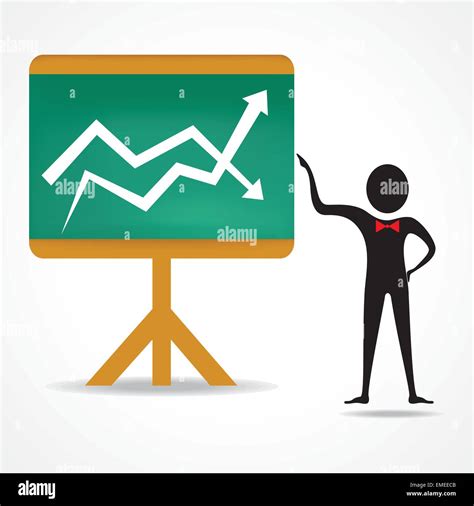Man With Up And Down Business Graph Vector Illustration Stock Vector