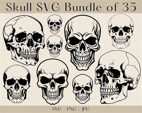 Skull SVG Skull SVG Bundle Skull Png Skull Clipart Skull Svg Files