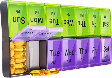 Extra Large Pill Organizer 2 Times A Day Weekly XL AM PM Pill Case 7