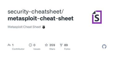releases · security cheatsheet metasploit cheat sheet · github
