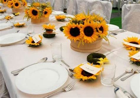 Decoración de bodas con girasoles 38 Ideas de adornos