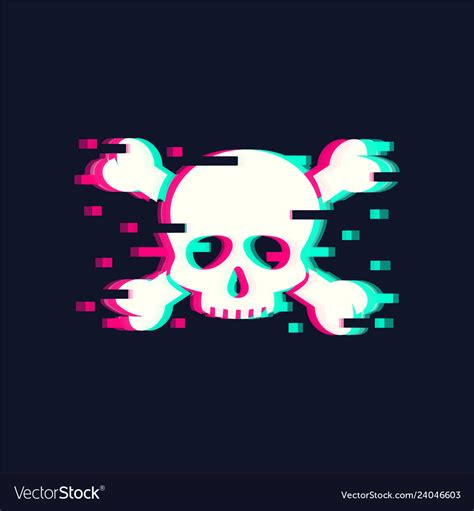 Skull In Trendy Glitch Style Royalty Free Vector Image