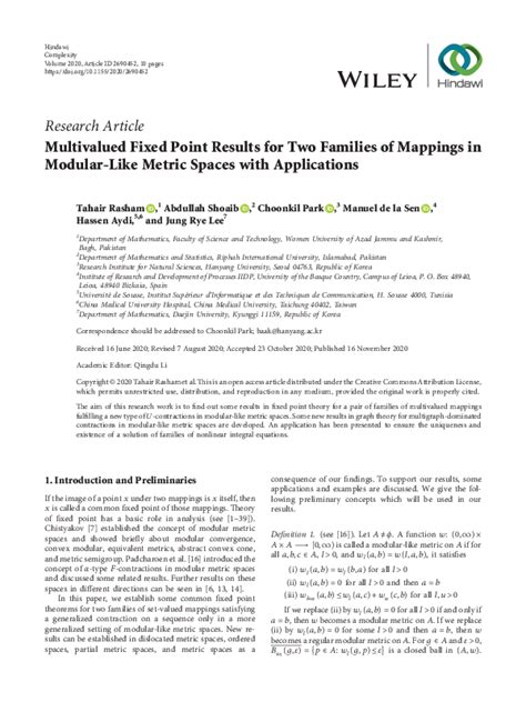pdf multivalued fixed point results for two families of mappings in modular like metric spaces