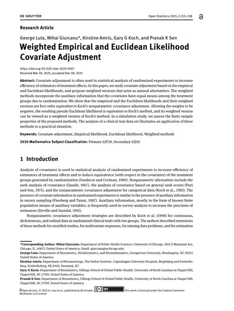 pdf weighted empirical and euclidean likelihood covariate adjustment