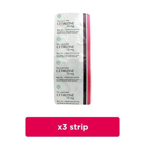 Cetirizine 10 Mg 3 Strip 10 Tablet Strip Hemat Borongan Kegunaan