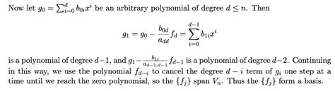 linear algebra how to prove that a set of polynomials spans a vector space mathematics
