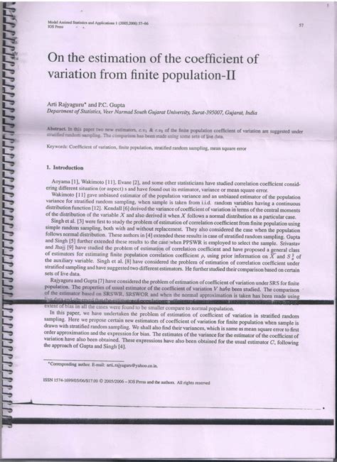pdf on the estimation of the coefficient of variation from finite population ii