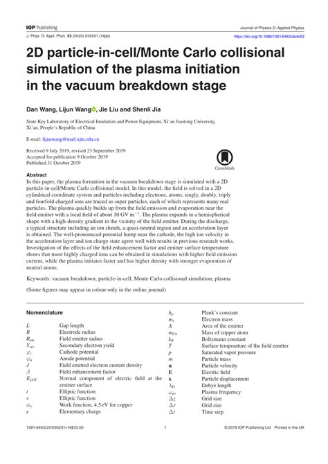 two dimensional particle in cell monte carlo collisional simulation of the plasma initiation in