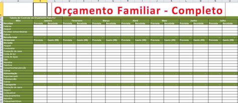 Orçamento Familiar Completo Prevista E Realizada R 9 95 em Mercado