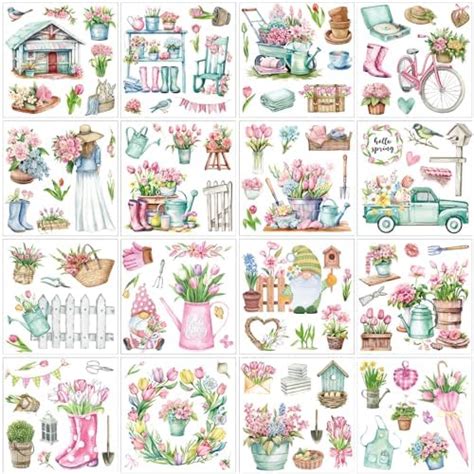 Amazon Whaline 12 Sheet Tulip Rub On Transfer For Crafts