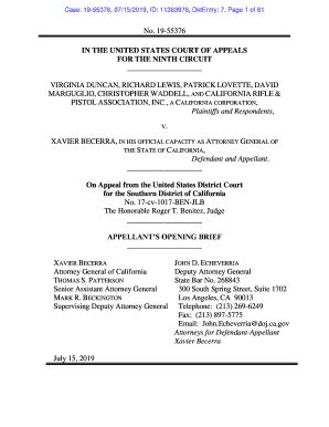 Fillable Online Virginia Duncan Et Al V Xavier Becerra 19 55376U S