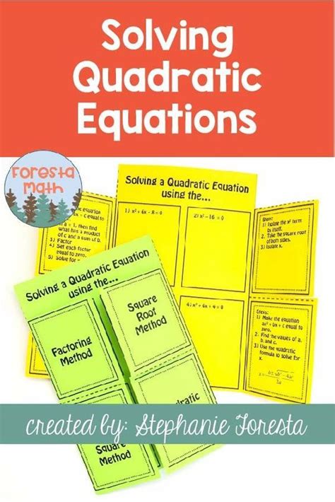 Solving Quadratic Equations Math Foldable Quadratics Solving
