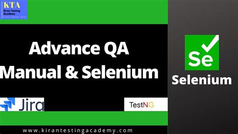 manual and selenium online training advance qa course youtube
