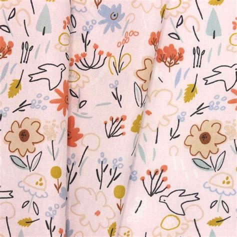 Tissu Coton Enduit Fleurs Ros
