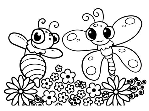 Dibujos De Abeja Y Mariposa Para Colorear Para Colorear Pintar E