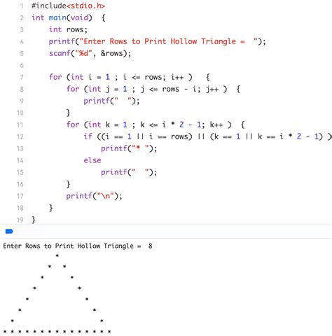 C Program To Print Hollow Triangle Star Pattern