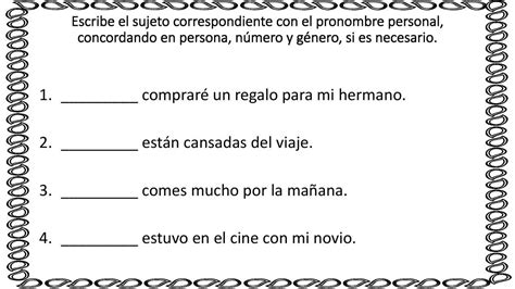 Escribe El Pronombre Personal Correcto Conciencia Sintactica Math