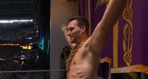 Surprise Shirtless Kirk Cousins Leads SKOL Chant