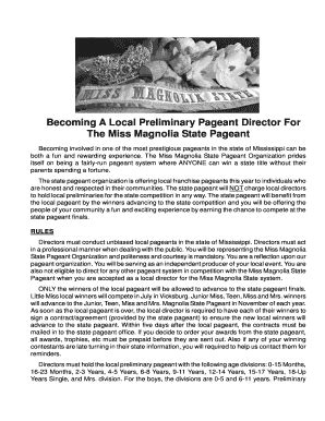 Fillable Online Become A Local Director Miss Magnolia State Pageant