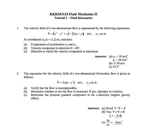 solved the velocity field of a two dimensional flow is