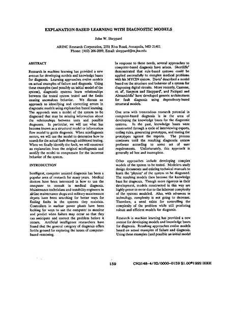 pdf explanation based learning with diagnostic models · explanation based learning with