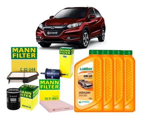 Kit Revisão Troca Óleo 0w20 Filtros Honda Hrv 1 8 2015 2021 Frete grátis