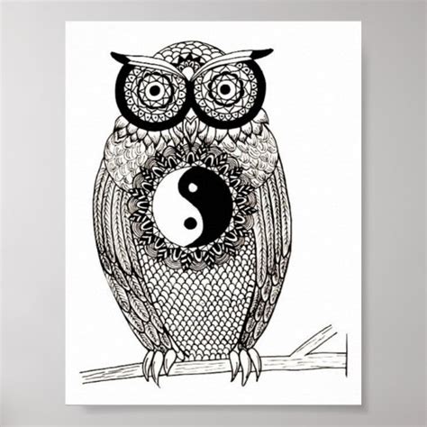 Yin Yang Owl Poster Zazzle