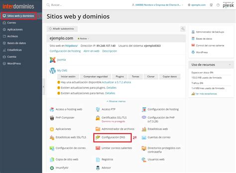Cómo configurar DNS en Plesk Modificar crear y eliminar DNS