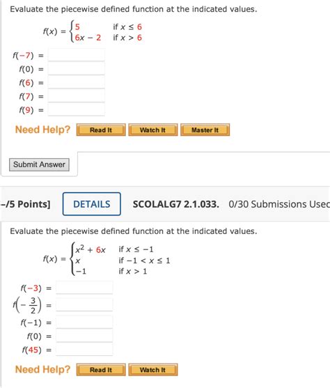 Solved Evaluate The Piecewise Defined Function At The Chegg