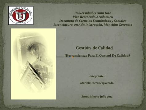 Herramientas Para El Control De Calidad M T PPT
