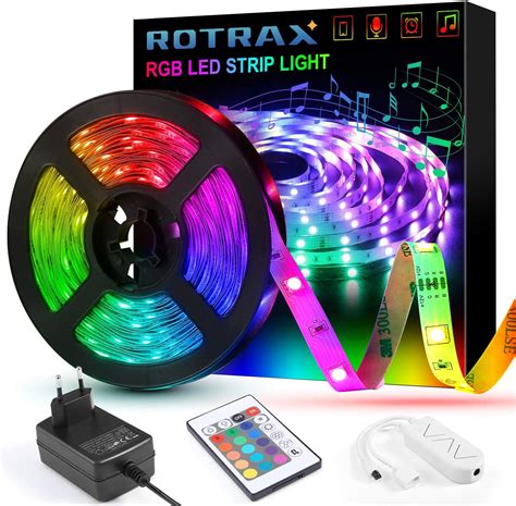 Rotrax LED Strip RGB 5m LED Streifen SMD 5050 Leds Sync Mit Musik Led